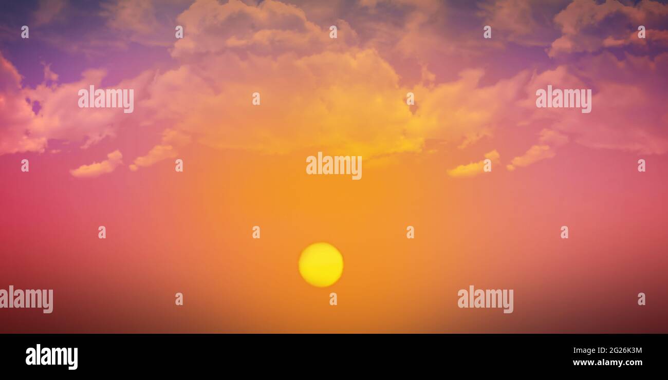 Abstract Sunset Illustration with cloudy and colorful sky. Modern ...