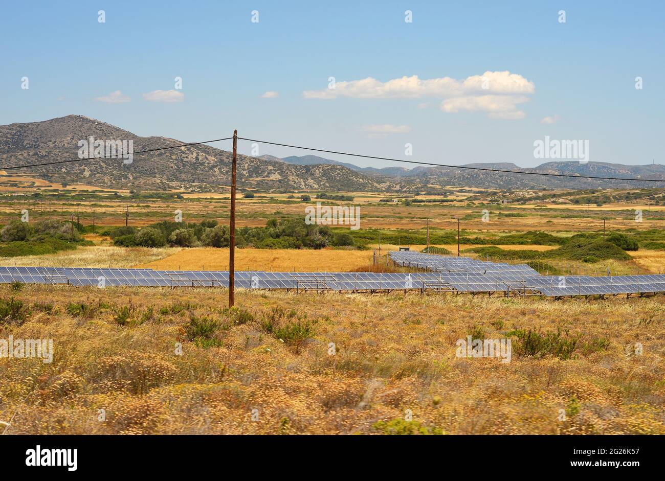 Solar energy field in southern Rhodes, Greece Stock Photo - Alamy