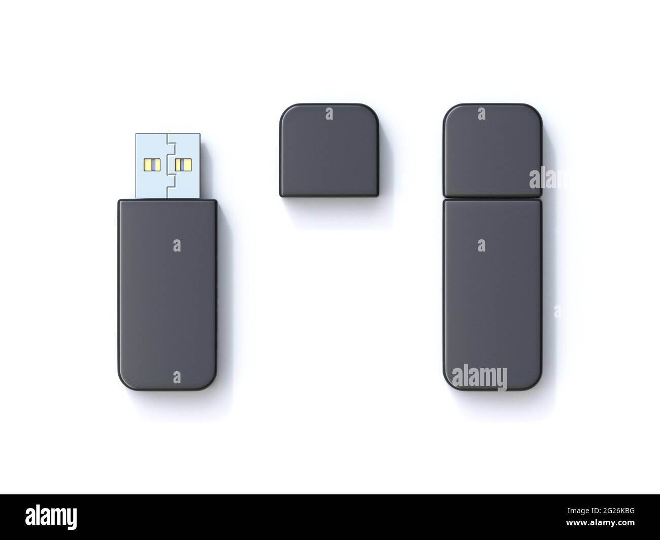 Black usb flash drive template 3D render illustration isolated on white ...