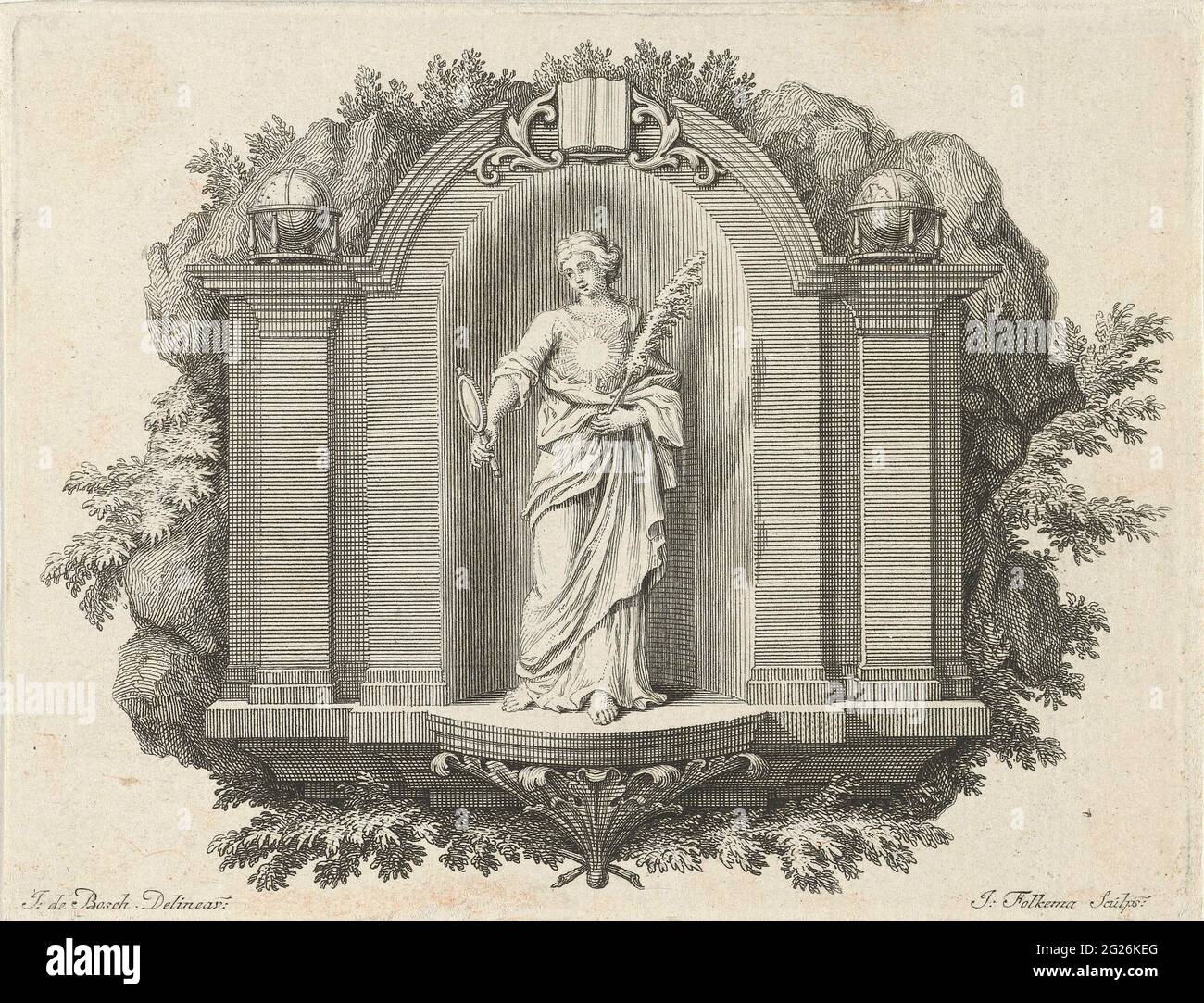 Vignette with the personification of truth; Virtues and vices. Vignet ...