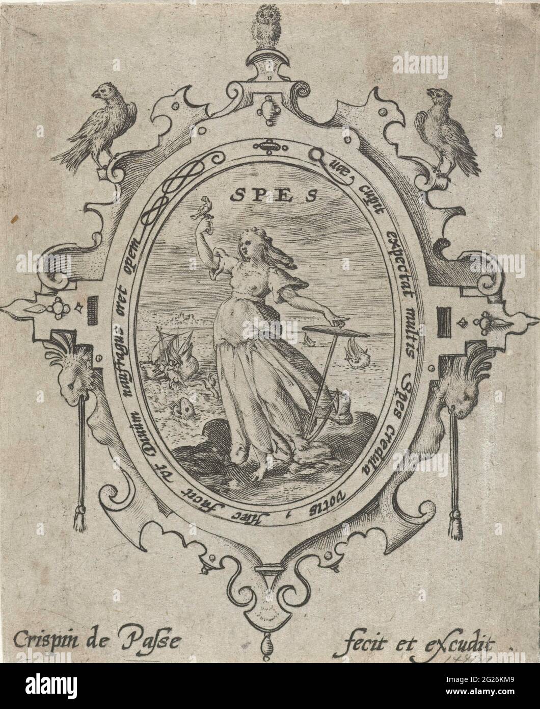 Hope; SPES; The seven virtues. Landscape with the female ...