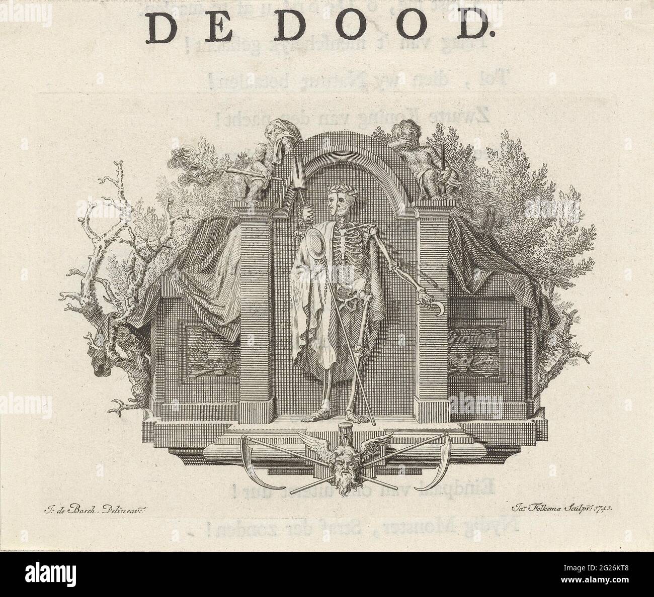 Vignette with the personification of death; Death; Virtues and vices ...