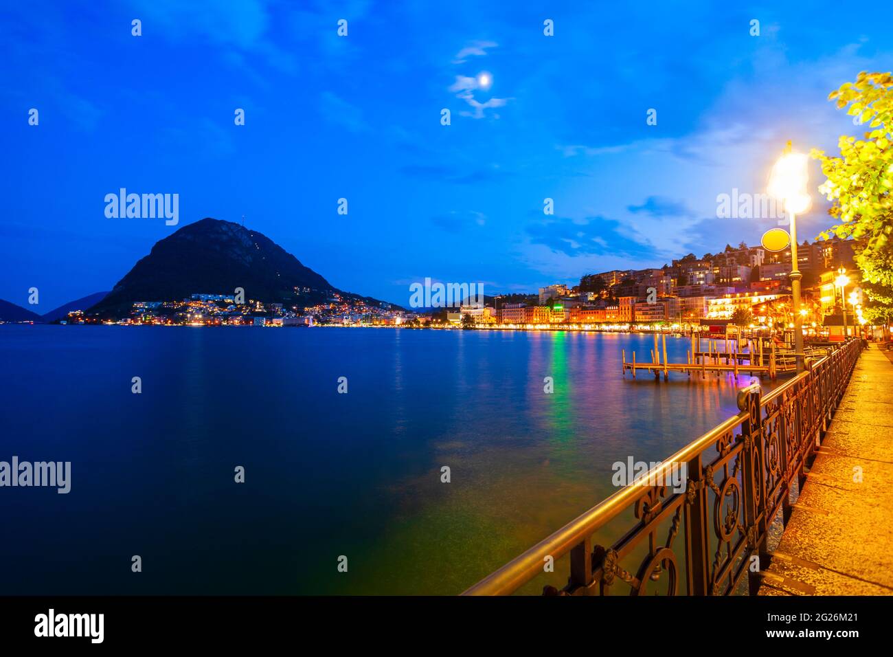 Lugano lake and Lugano city panoramic view in canton of Ticino in ...