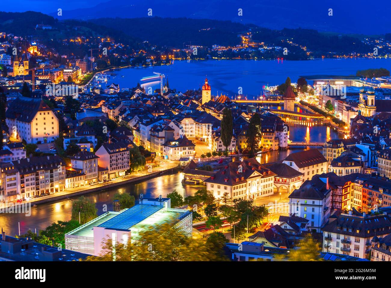 Downtown lucerne switzerland twilight hi-res stock photography and ...