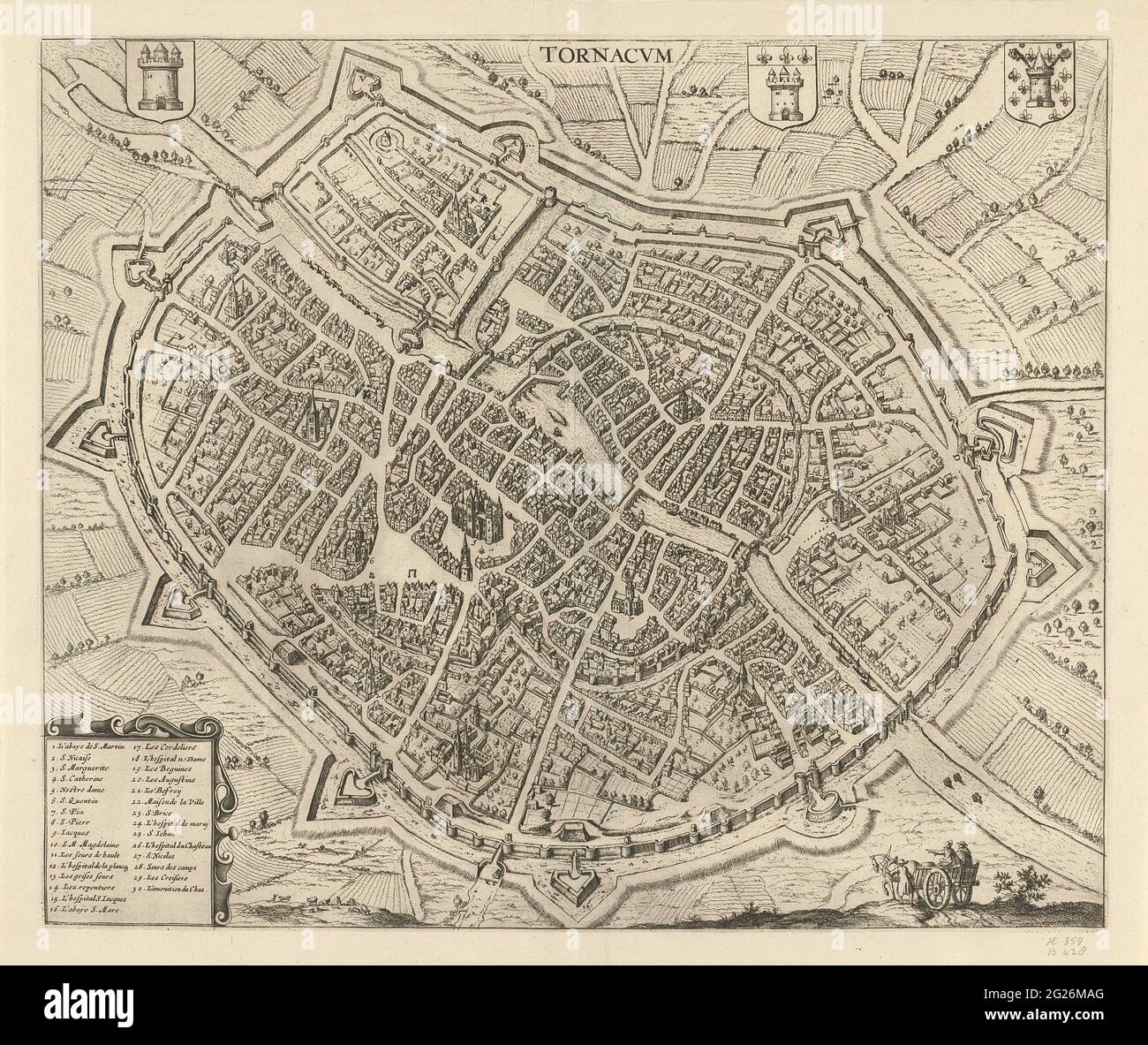 Map of Tournai; Tornacum Stock Photo - Alamy