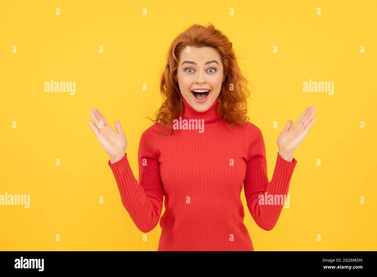 Happy exited surprised women. Image of excited screaming young woman ...