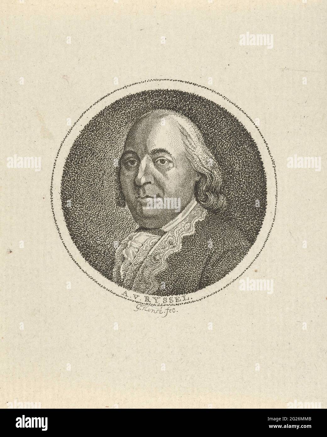 Portrait of Albert van Ryssel. Portrait bust to the left in a circular ...