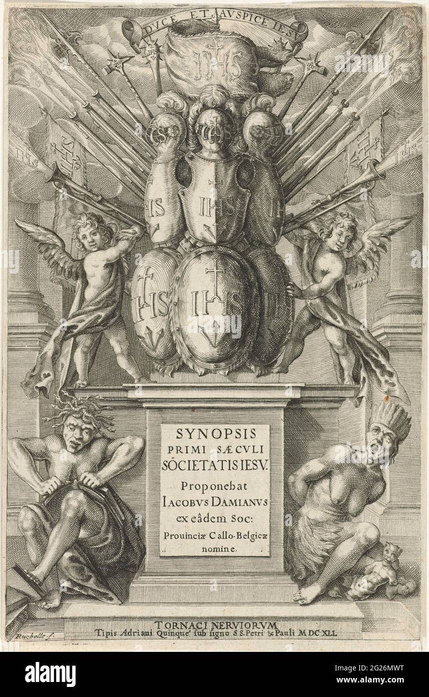 Skrel with composition of weapons; Title page for Jacobus Damianus ...