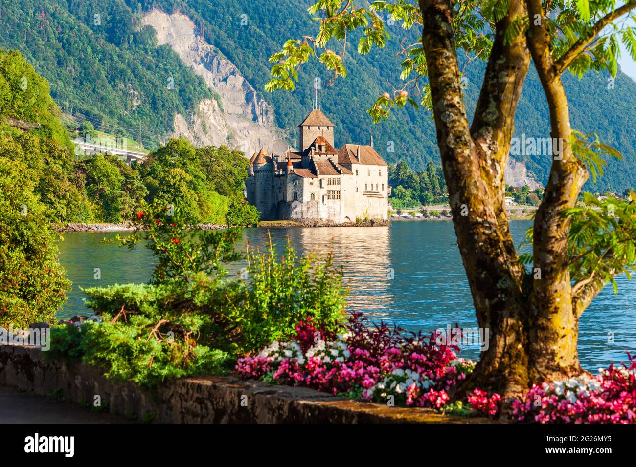 Chillon Castle or Chateau de Chillon is an island castle located on ...