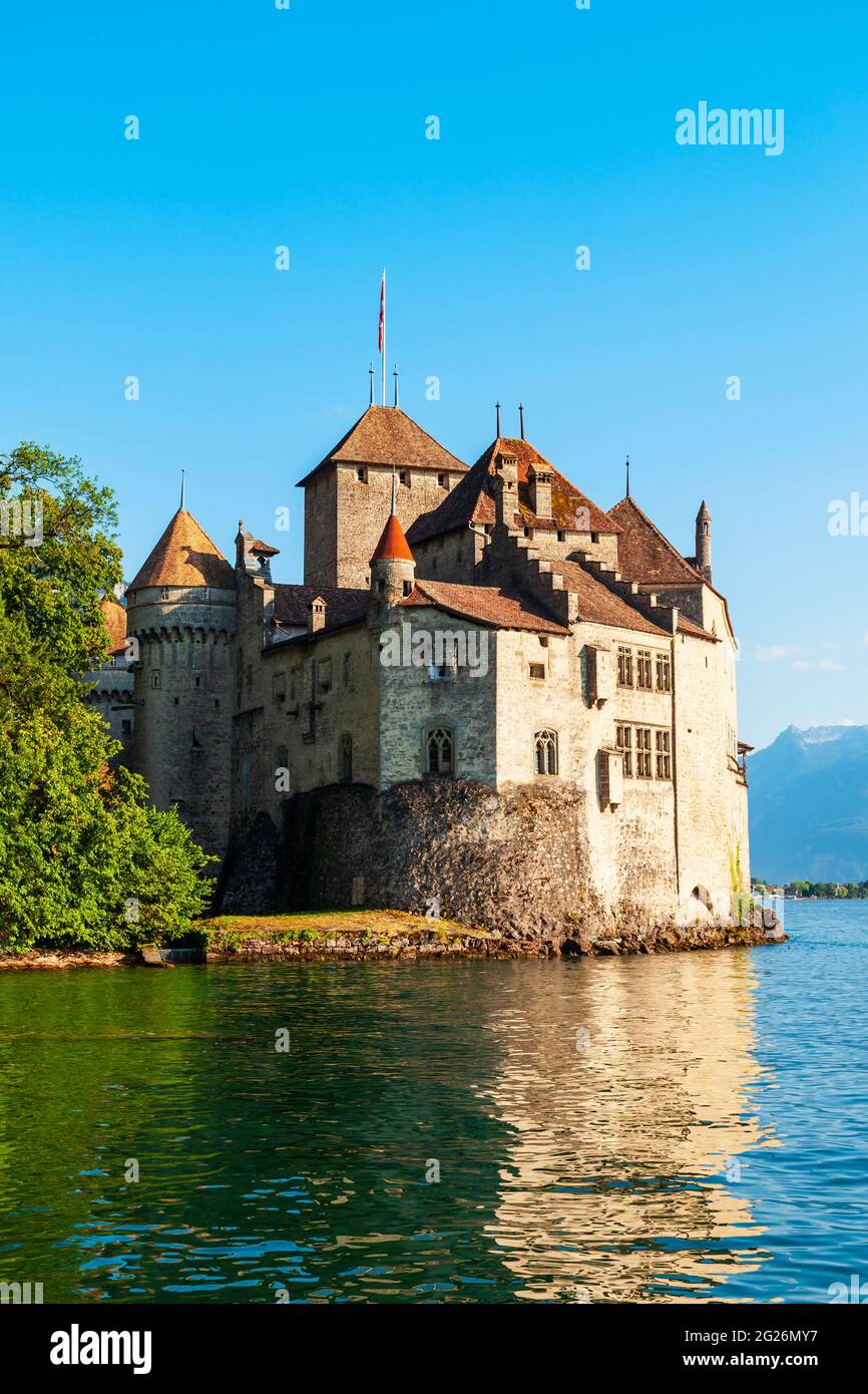 Chillon Castle or Chateau de Chillon is an island castle located on ...