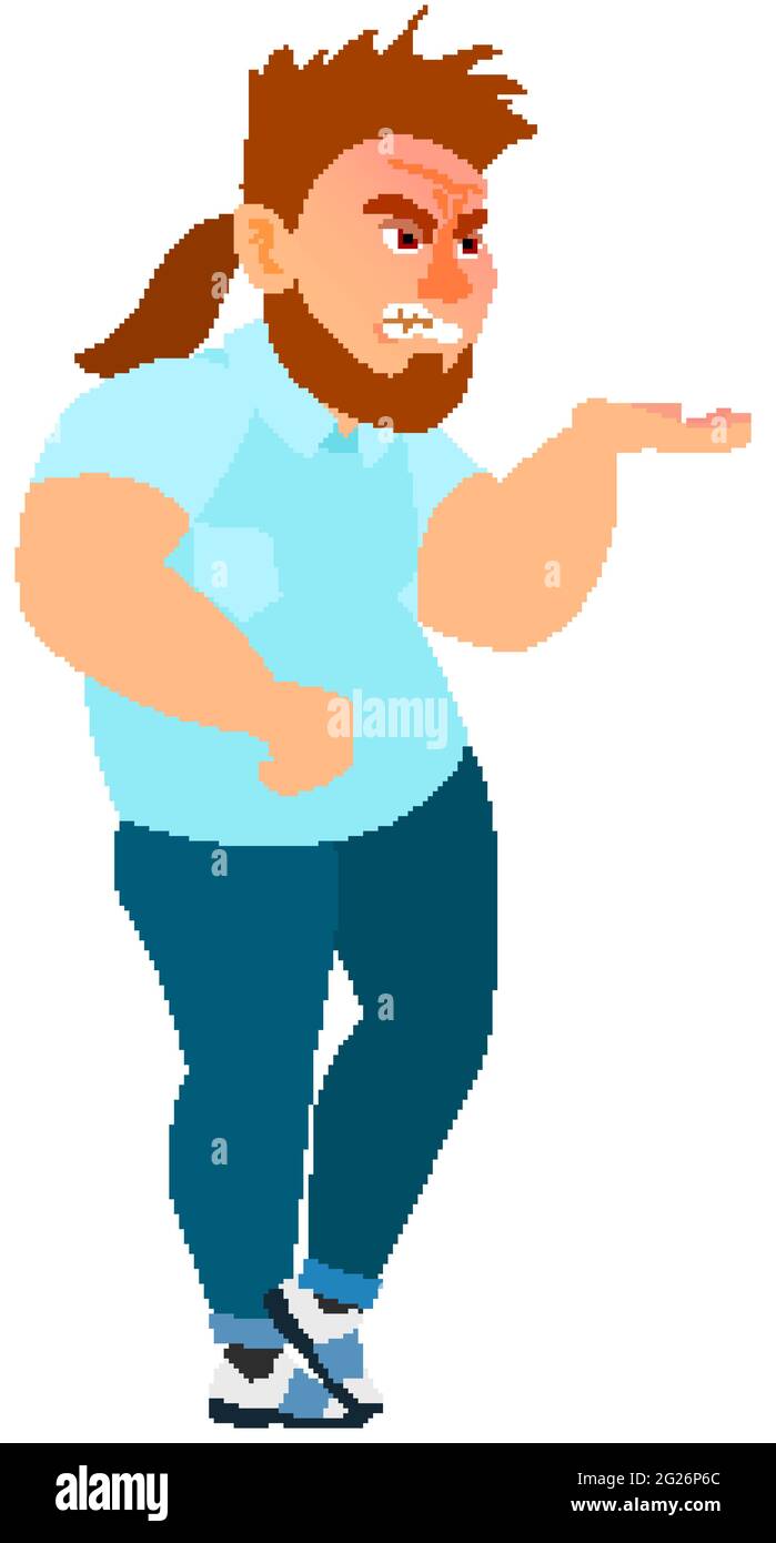 mad fatty man shouting at waiter in restaurant cartoon vector Stock ...