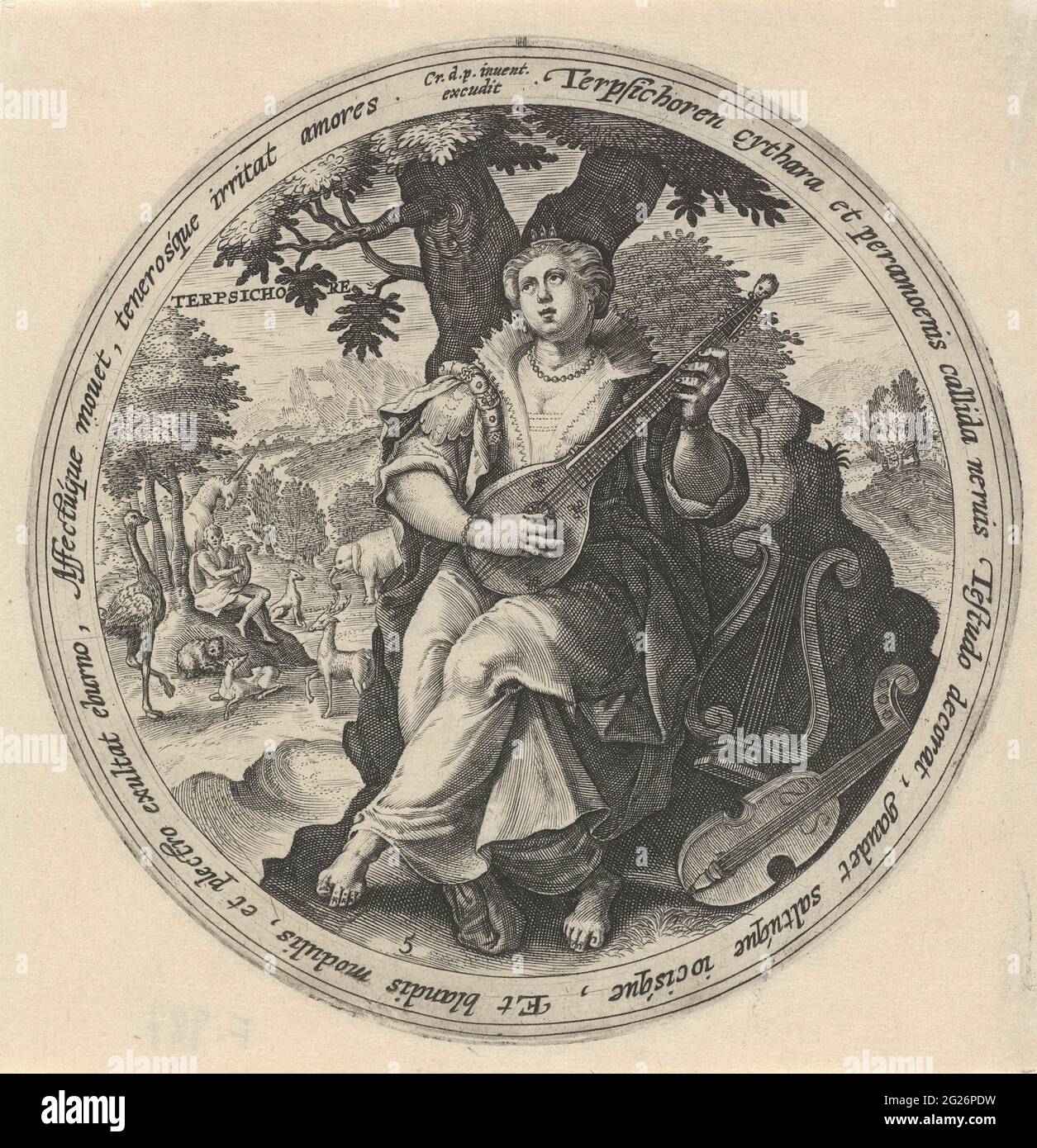Terpsichore; The nine muses. Landscape with Terpsichore, the muse of ...