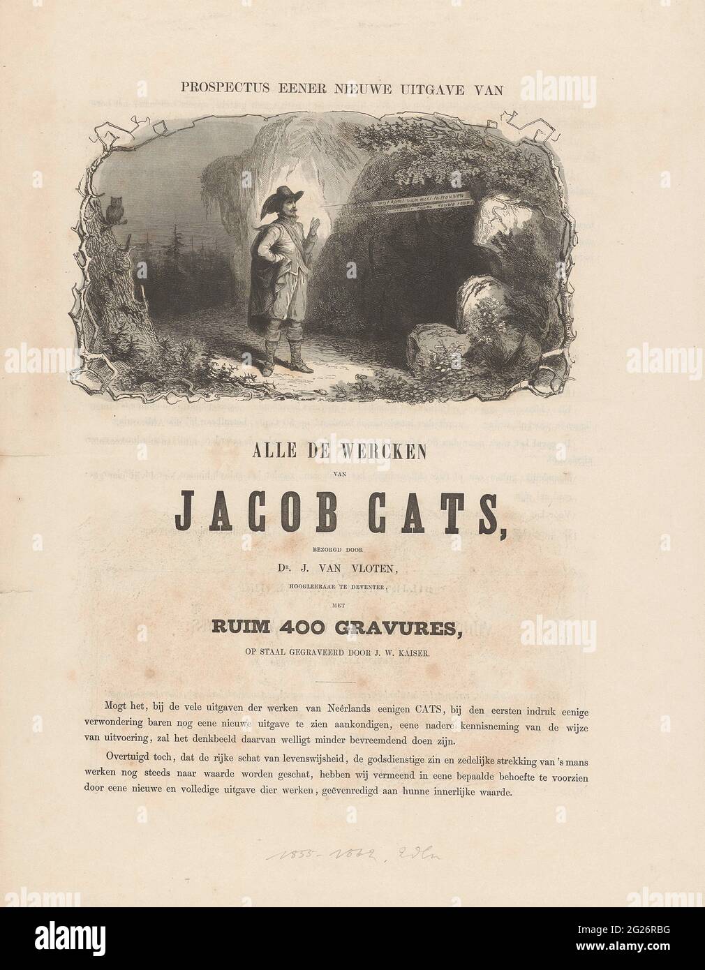 Title page for the prospectus of all twirming of Jacob Cats. Title page ...