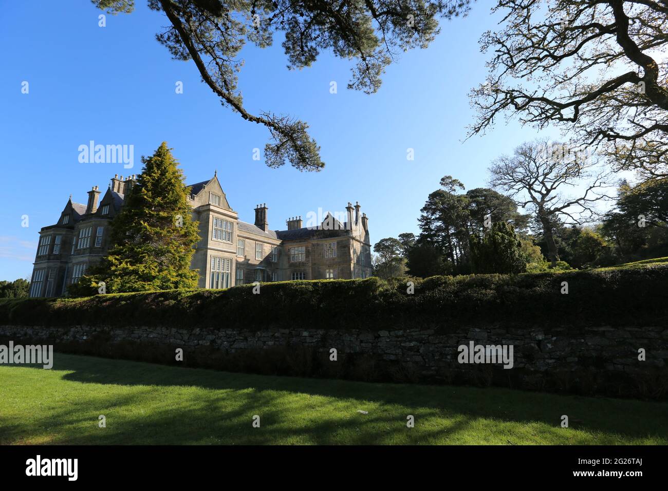 Beautiful view of Muckross House and gardens in National Park Killarney ...