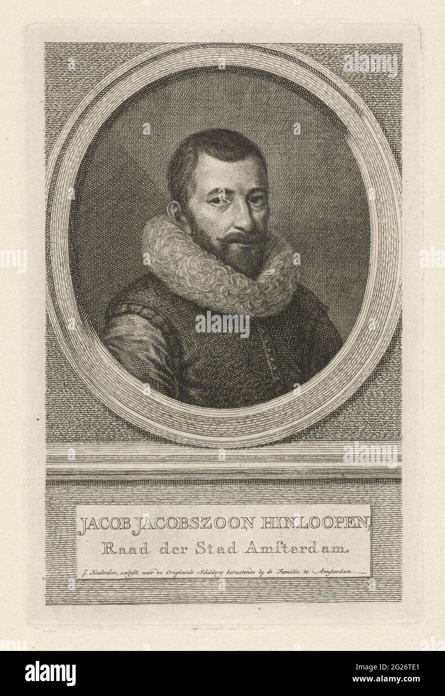 Portrait of Jacob Jacobszoon Hinloirl. Portrait of the city of ...
