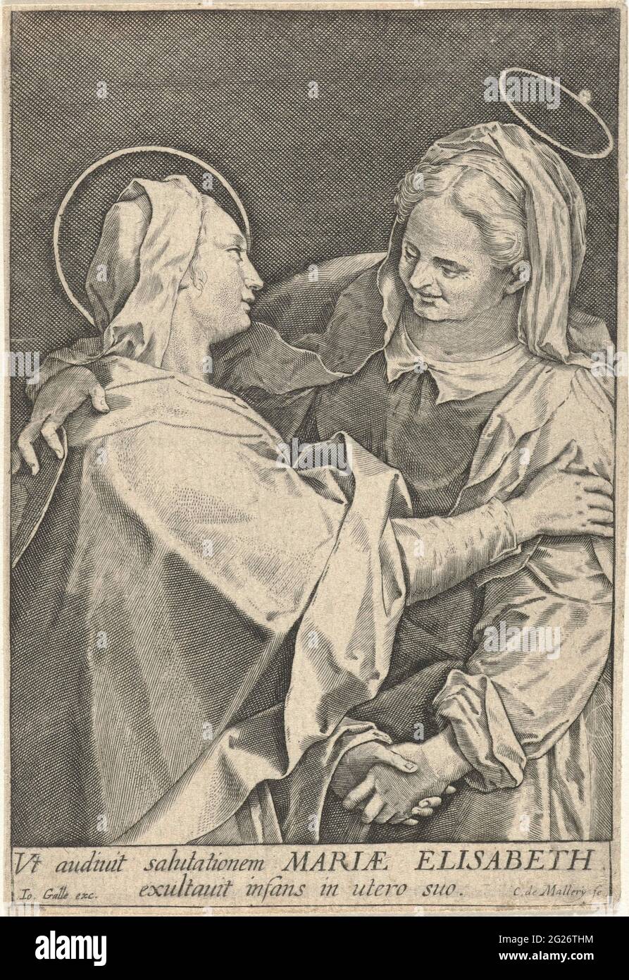 Visitation. Meeting of Maria and Elizabeth. They give each other hand ...
