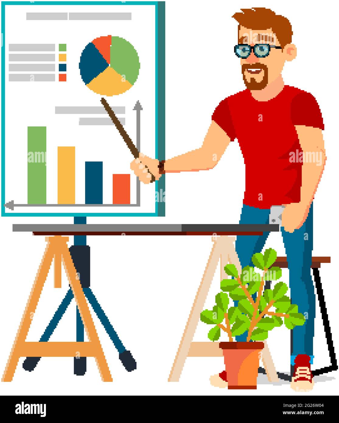 accountant man presenting annual financial report on meeting cartoon ...