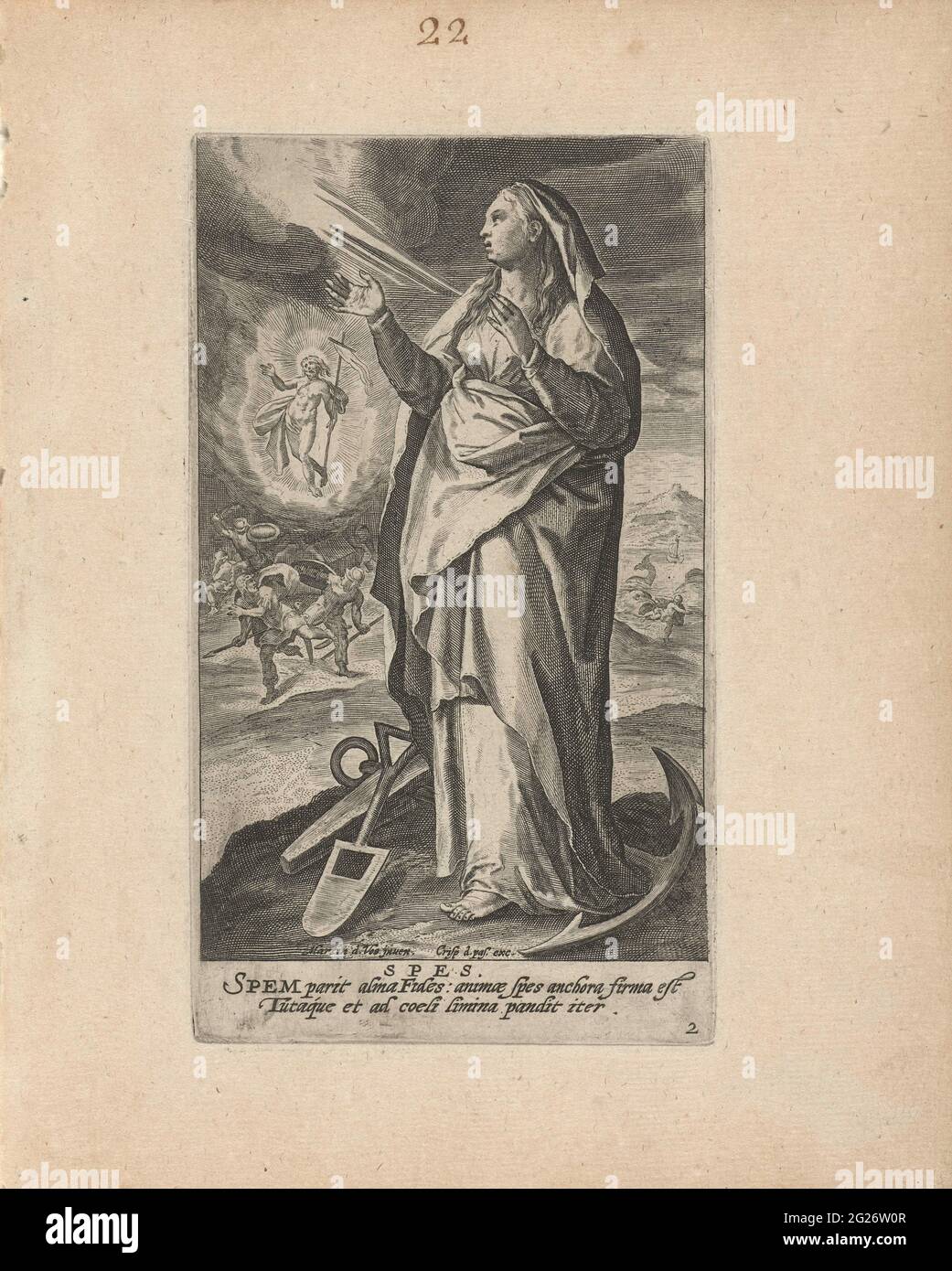 Hope; SPES; The seven virtues. Landscape with the female ...