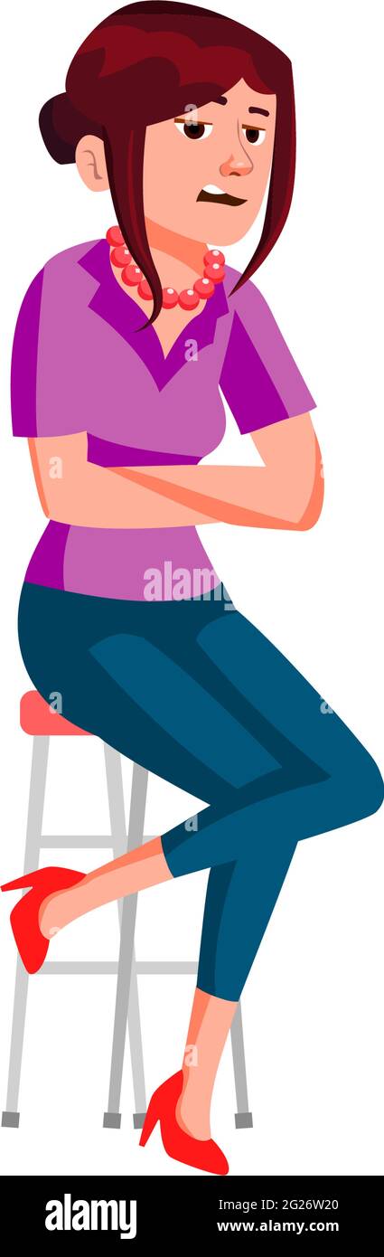 tired woman waiting food order in restaurant cartoon vector Stock ...