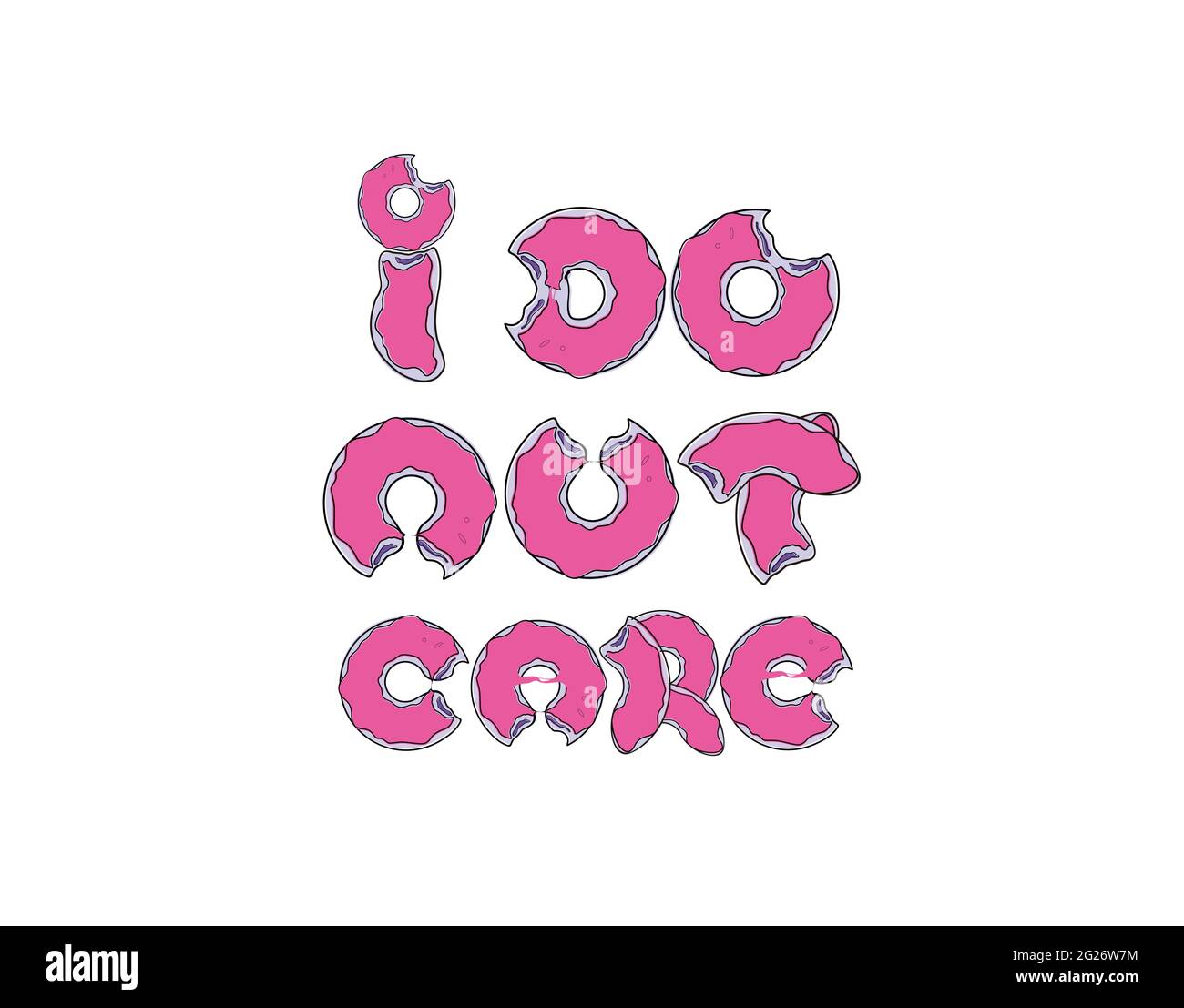 Donuts text typography on white background in vector illustration Stock ...