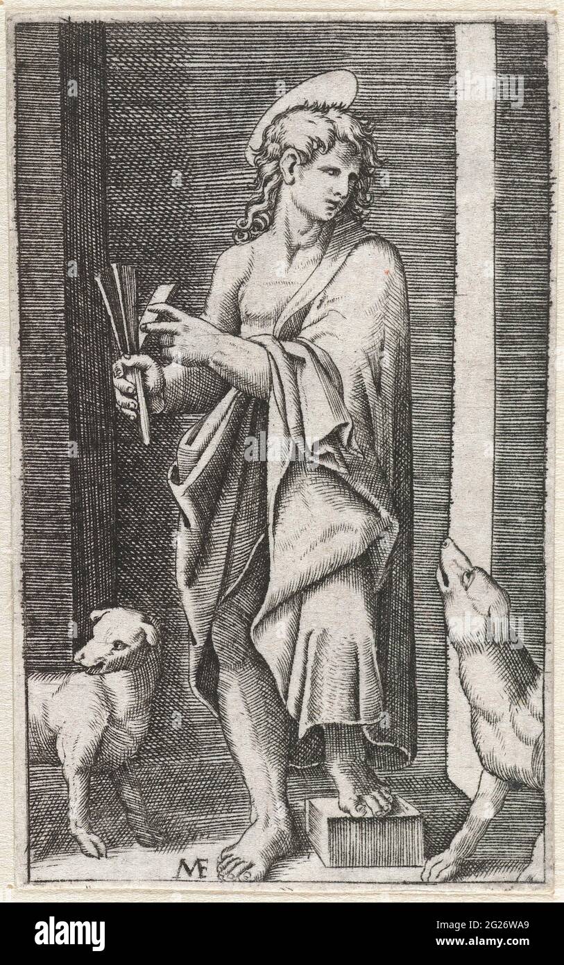 Holy Lazarus with ratchet and two dogs Stock Photo - Alamy