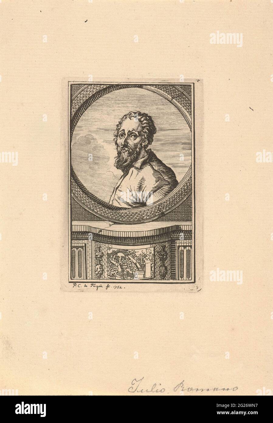 Portrait of Giulio Romano; Portraits of Italian artists. Portrait of ...