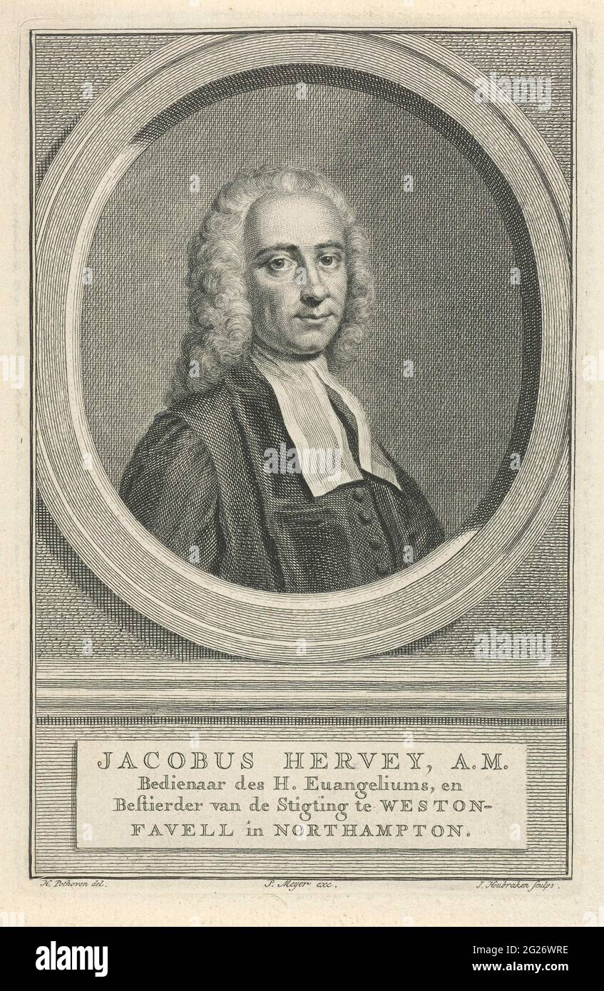 Portrait of James Hervey; Jacobus Hervey, A.M .. Bust to the right of ...