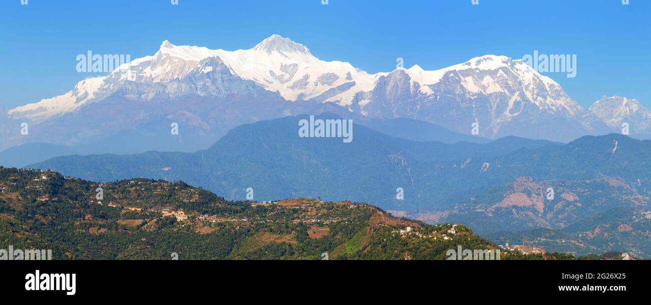 Mount Annapurna range, Nepal Himalayas mountains, panoramic view Stock ...