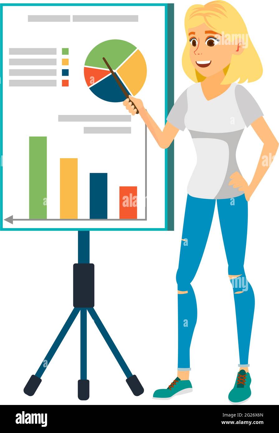 woman financial manager make presentation on meeting cartoon vector ...