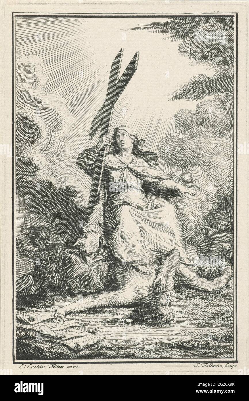 Faith. The personification of faith is with a large cross in her hand ...