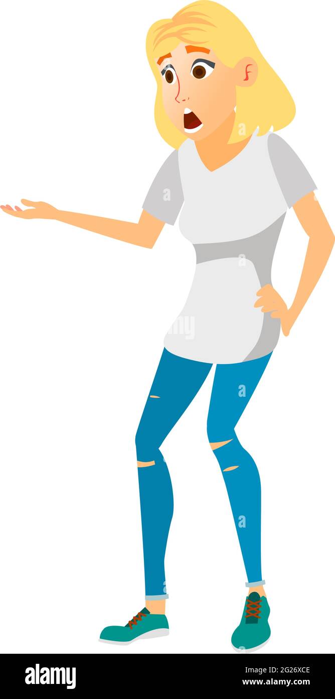 shocked young woman on surprise party cartoon vector Stock Vector Image ...