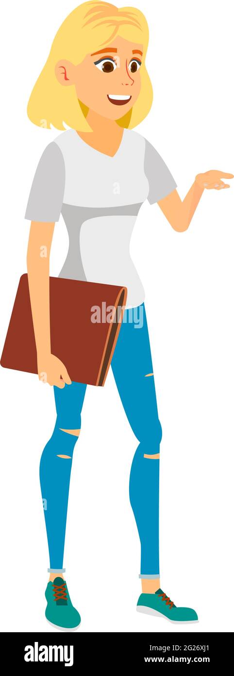 attractive woman with document folder in administration cartoon vector ...