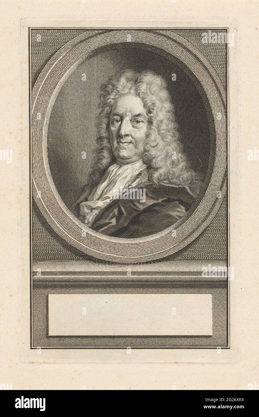 Portrait of Jacob Hop. Bust to the left of Jacob Hop in an oval. The ...