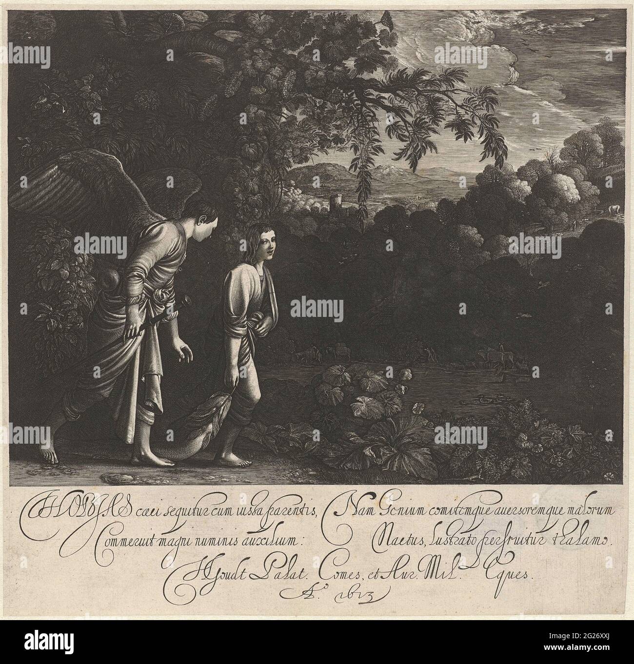 Tobias and the angel on a road. Tobias and the angel Rafael on a road ...