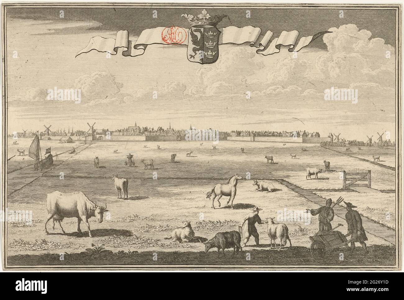 View of Sneek. View of the city of Sneek, seen from the country where ...