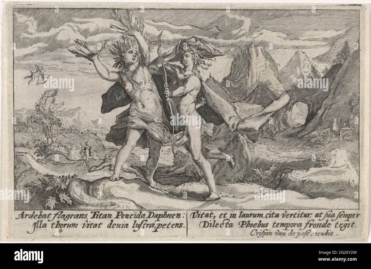 Apollo chases Daphne; Metamorphoses from Ovid. Apollo chases the ...