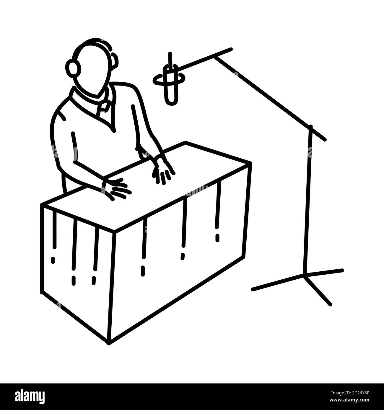 Radio play by play broadcaster Black and White Stock Photos & Images ...