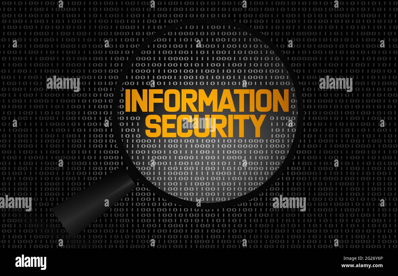 Information security word with magnifying glass, 3D rendering Stock ...
