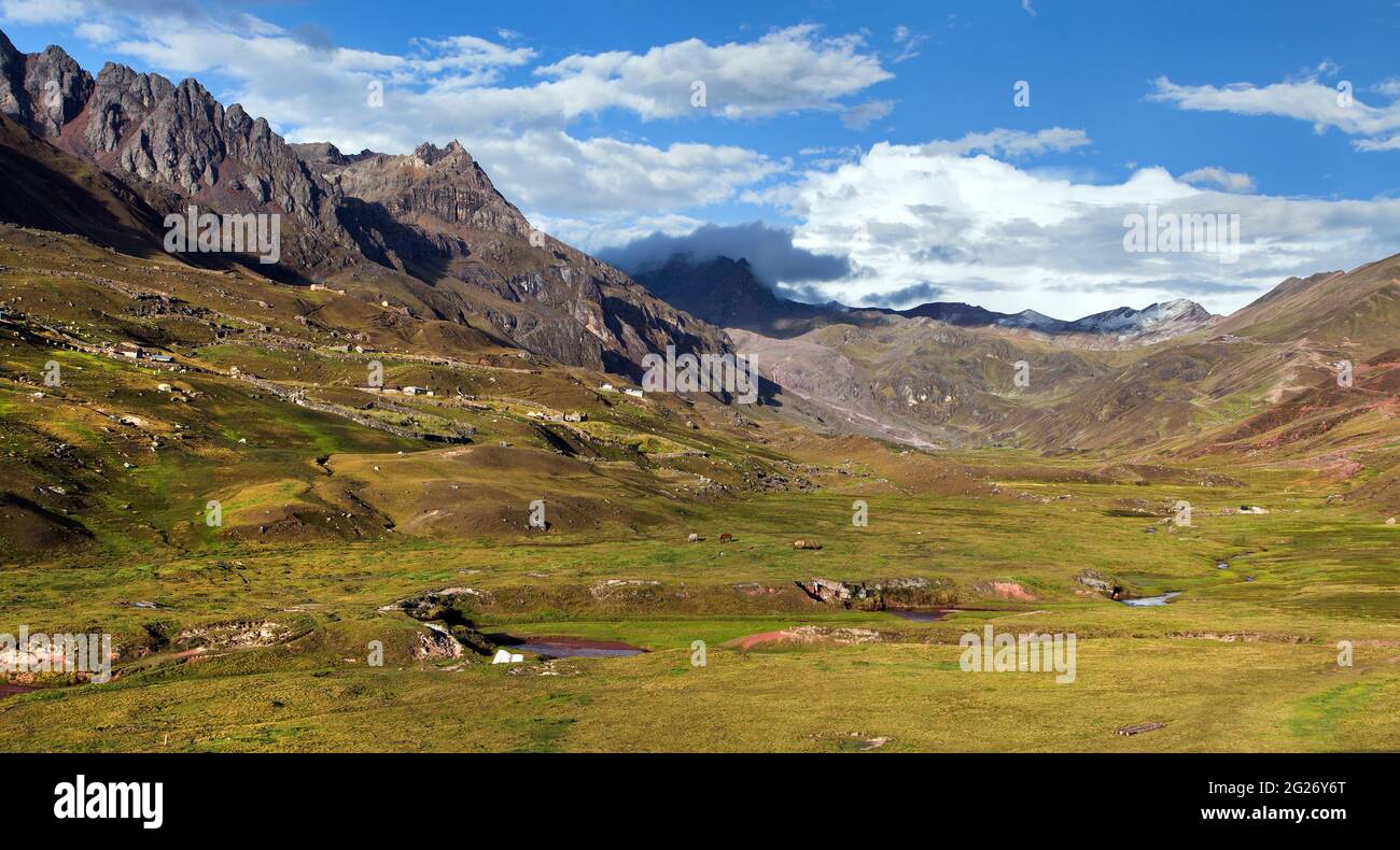 Rainbow mountains or Vinicunca Montana de Siete Colores, Cuzco region ...