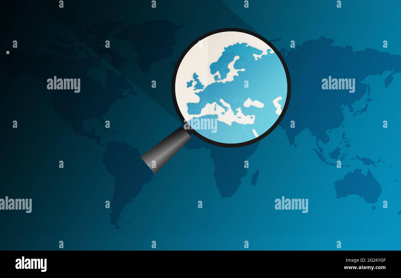 Map europe magnifying glass looking hi-res stock photography and images ...