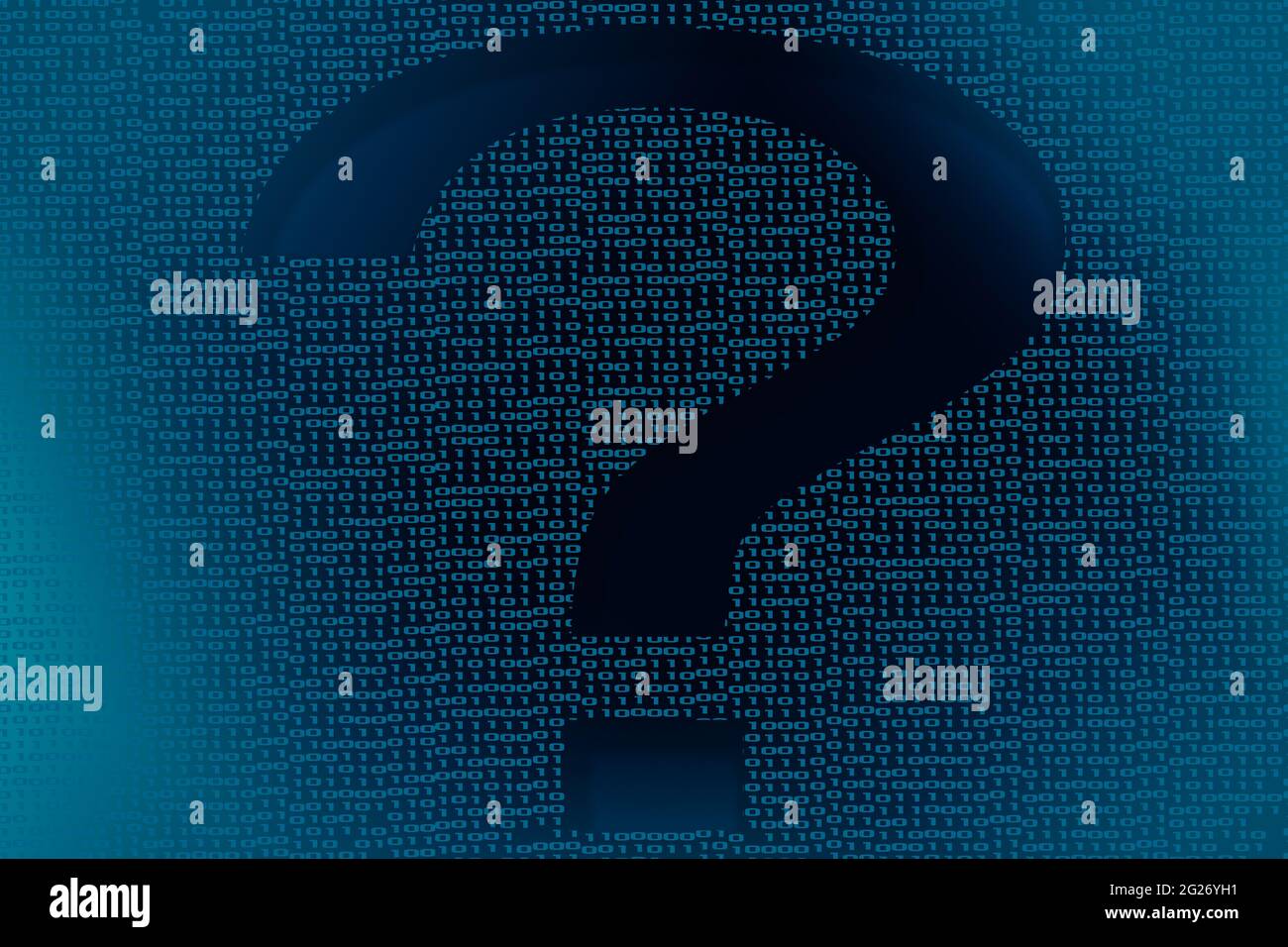 Question mark with binary digital code, 3D rendering Stock Photo - Alamy