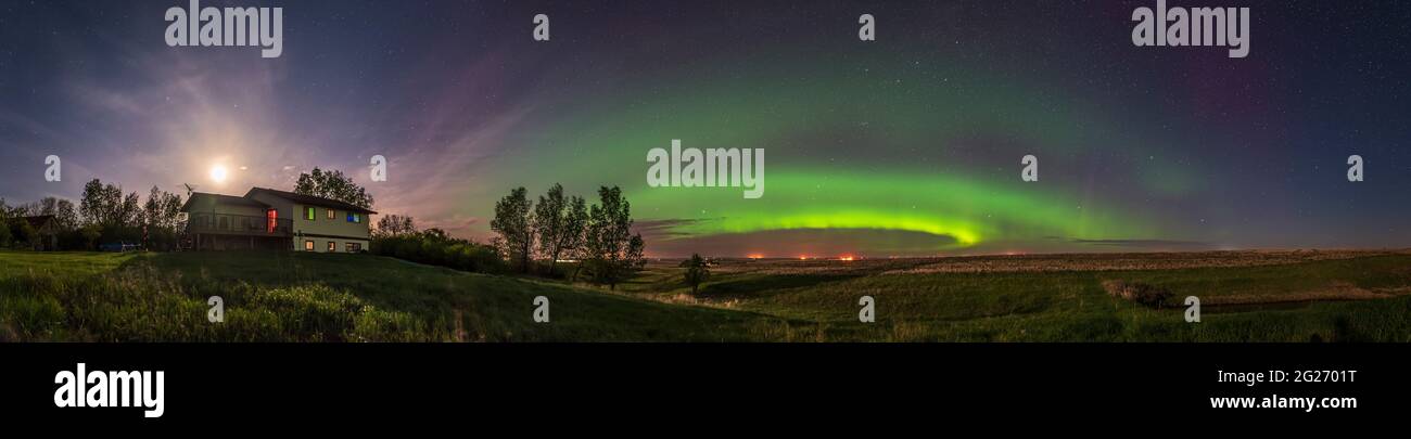 Panorama of an aurora display in Alberta, Canada Stock Photo - Alamy
