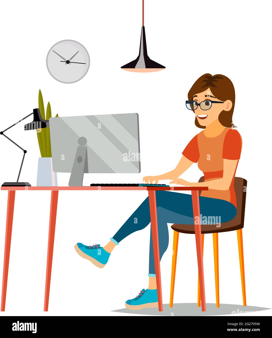 woman student remote educate in university cartoon vector Stock Vector ...