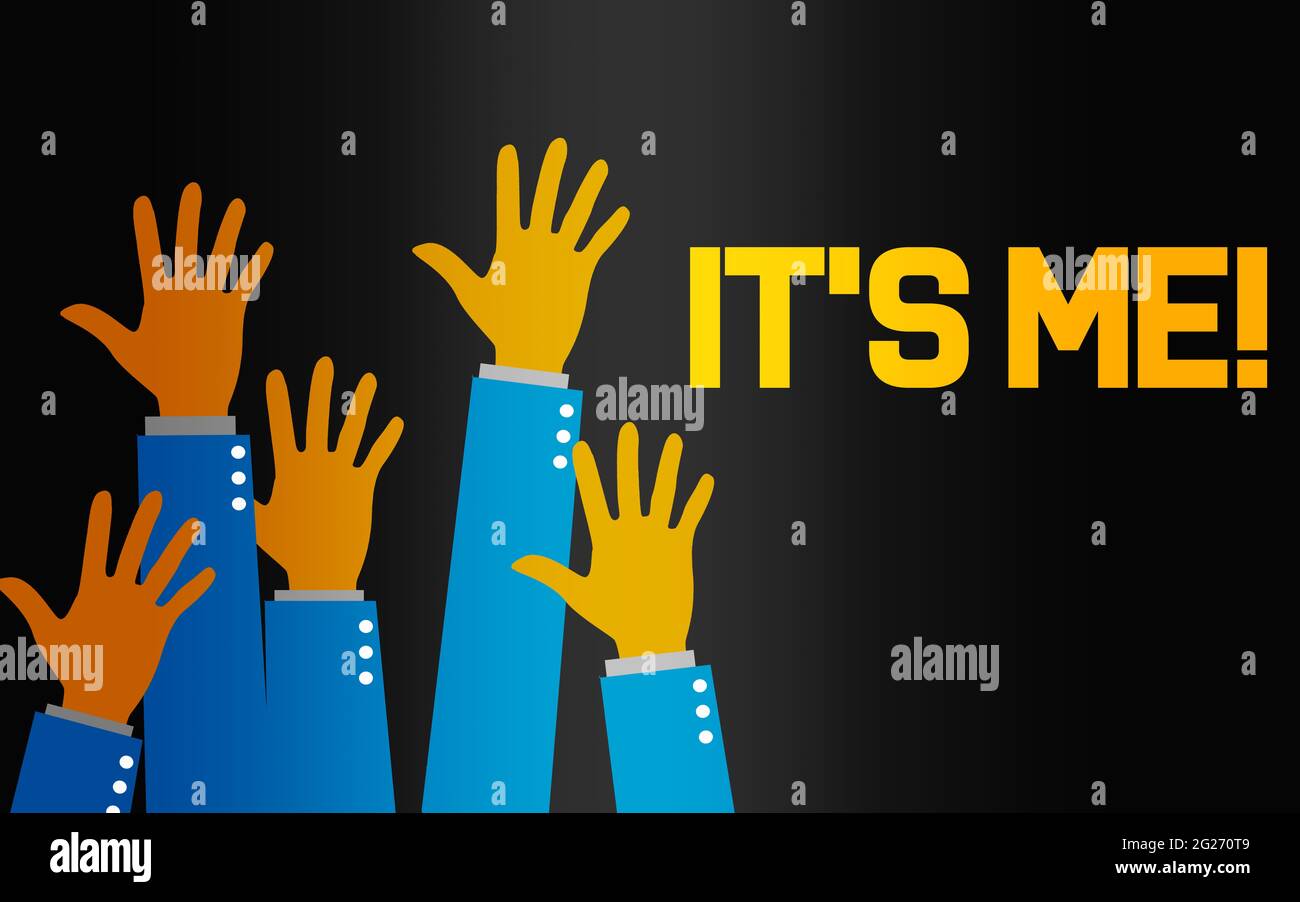 It is me word with raising hands, 3d rendering Stock Photo - Alamy