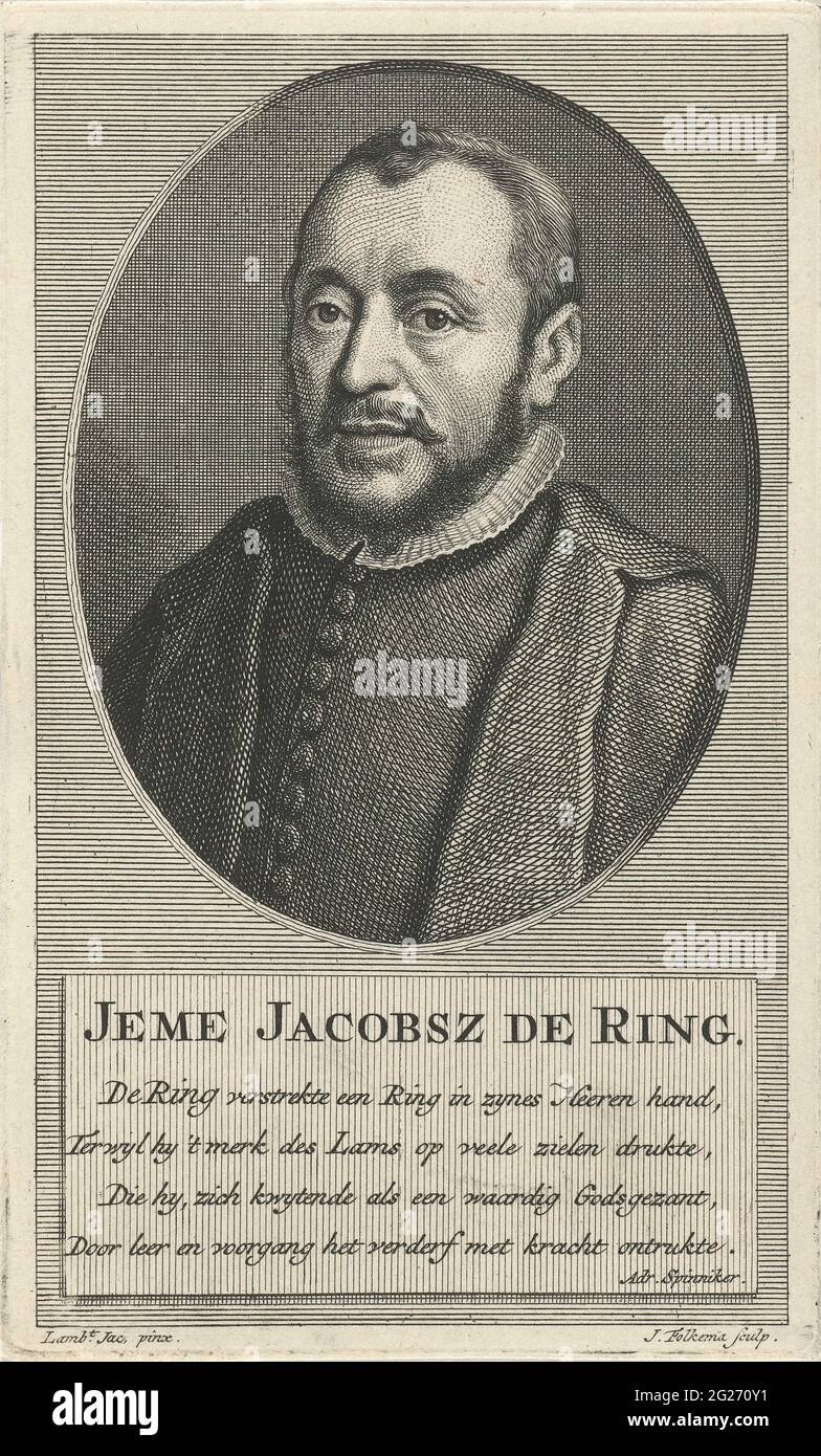 Portrait of yeme the ringh. Portrait bust in oval to the left of pastor ...