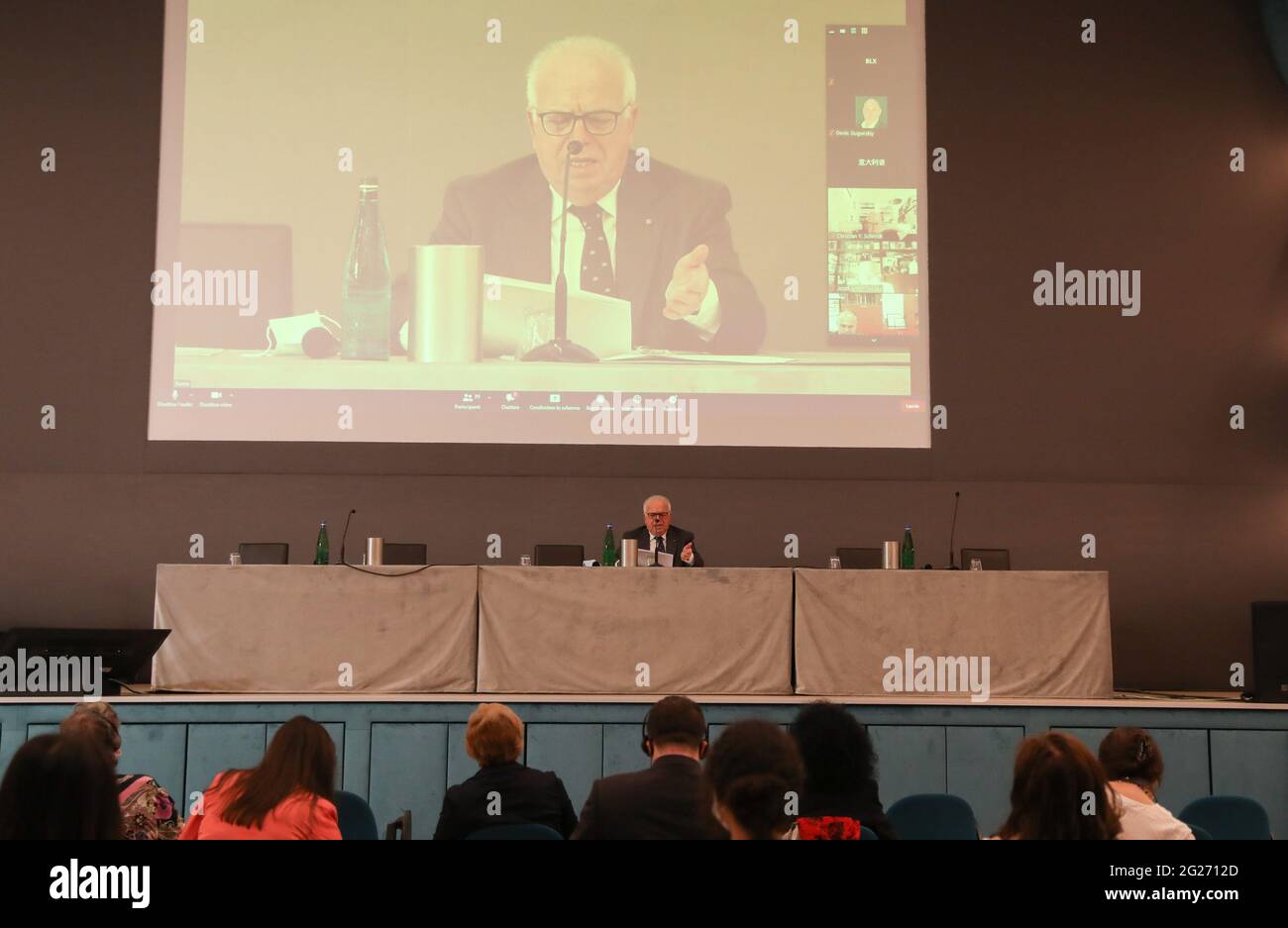 Rome, Italy. 8th June, 2021. Carlo Capria (Rear), an expert on business ...
