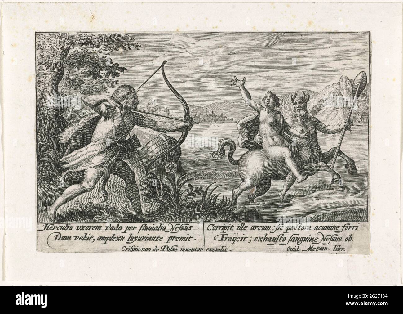 Hercules kills Nessus; Metamorphoses from Ovid. The Centaur Nessus is ...