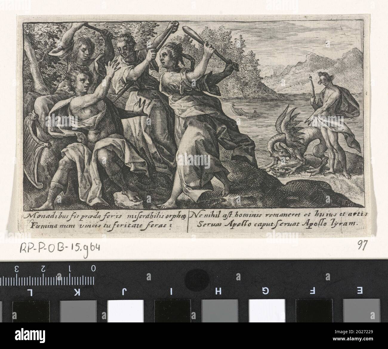 The death of Orpheus; Metamorphoses from Ovid. The maenads of Ciconia ...