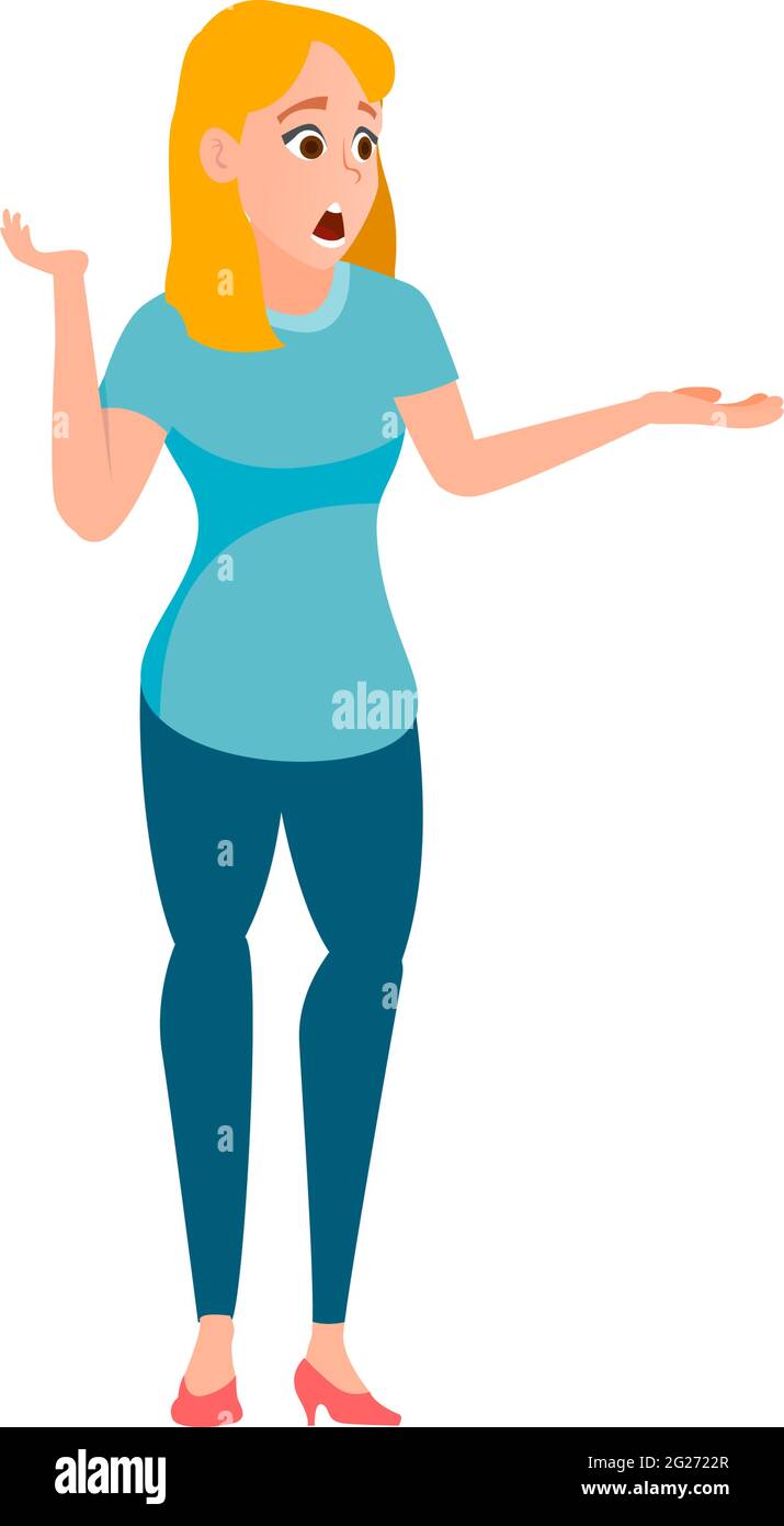 disappointed woman apologizing in shop cartoon vector Stock Vector ...