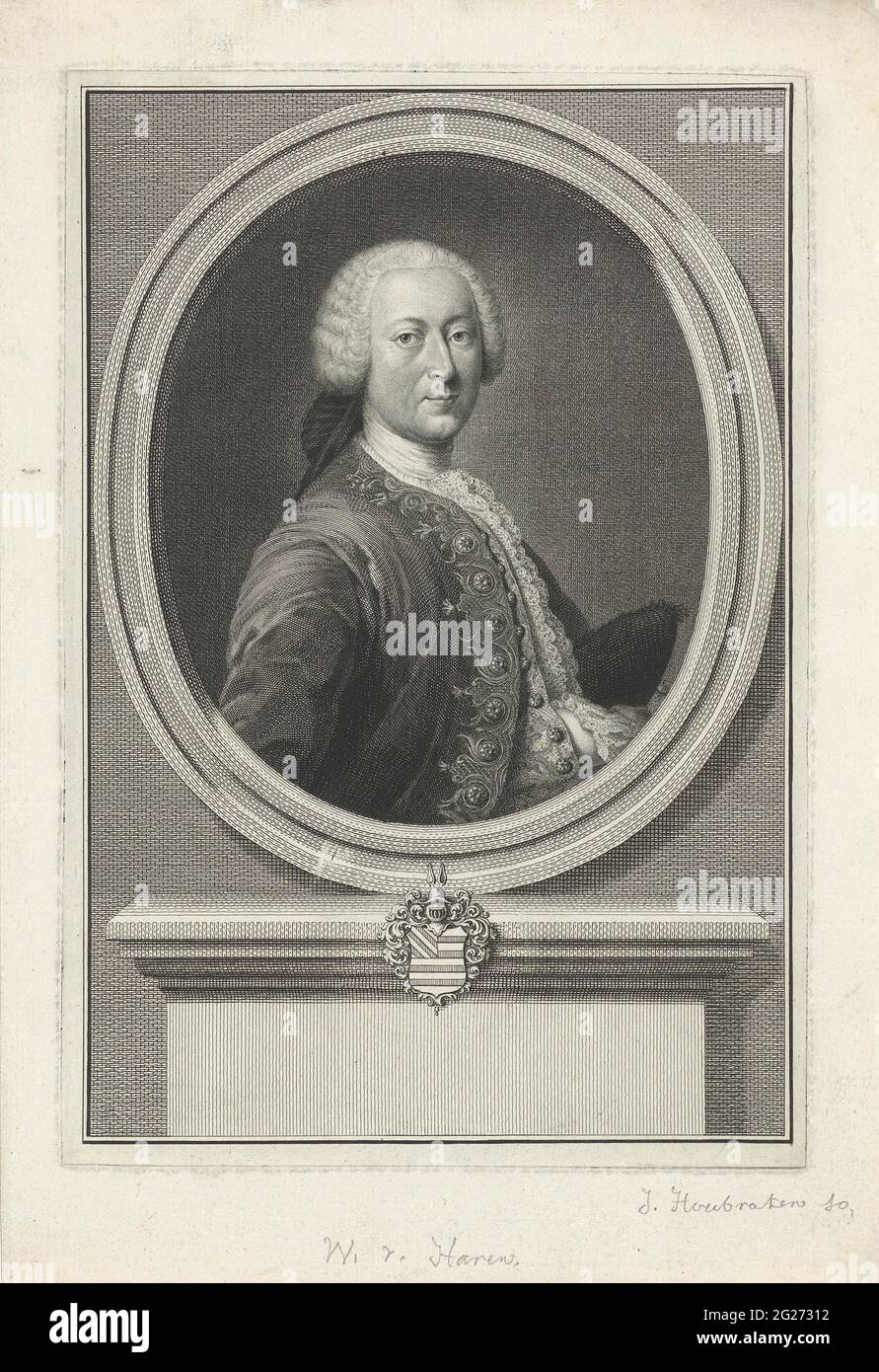 Portrait of Willem van Haren. Portrait of him to the right by Willem ...